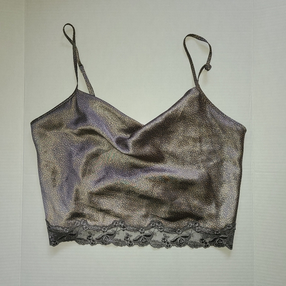 Victoria's Secret | Tops | Victorias Secret Lace Trim Cropped Cowl Neck ...